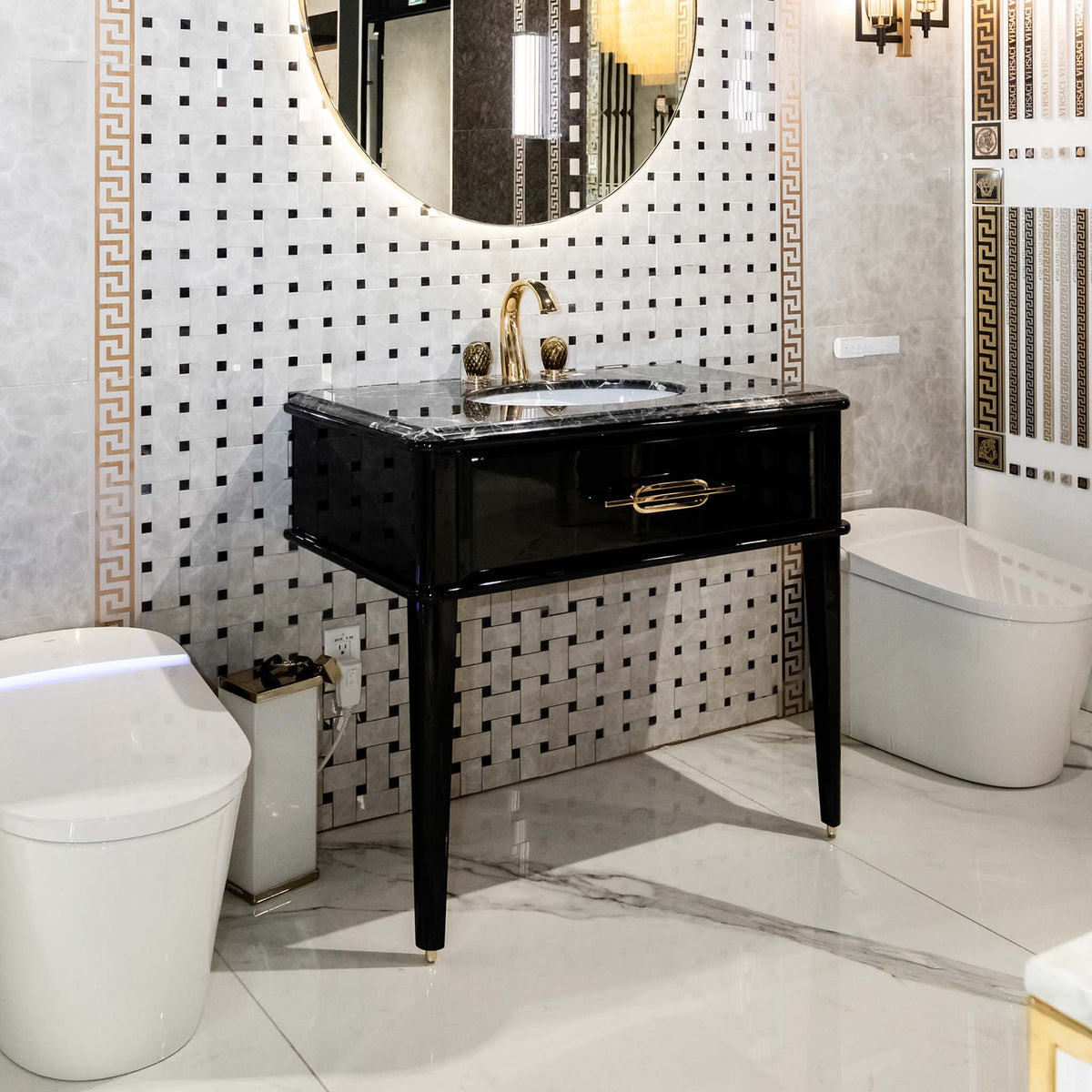 GB Group Bath Vanity LAMÈ Single Sink Black – Canaroma Bath & Tile