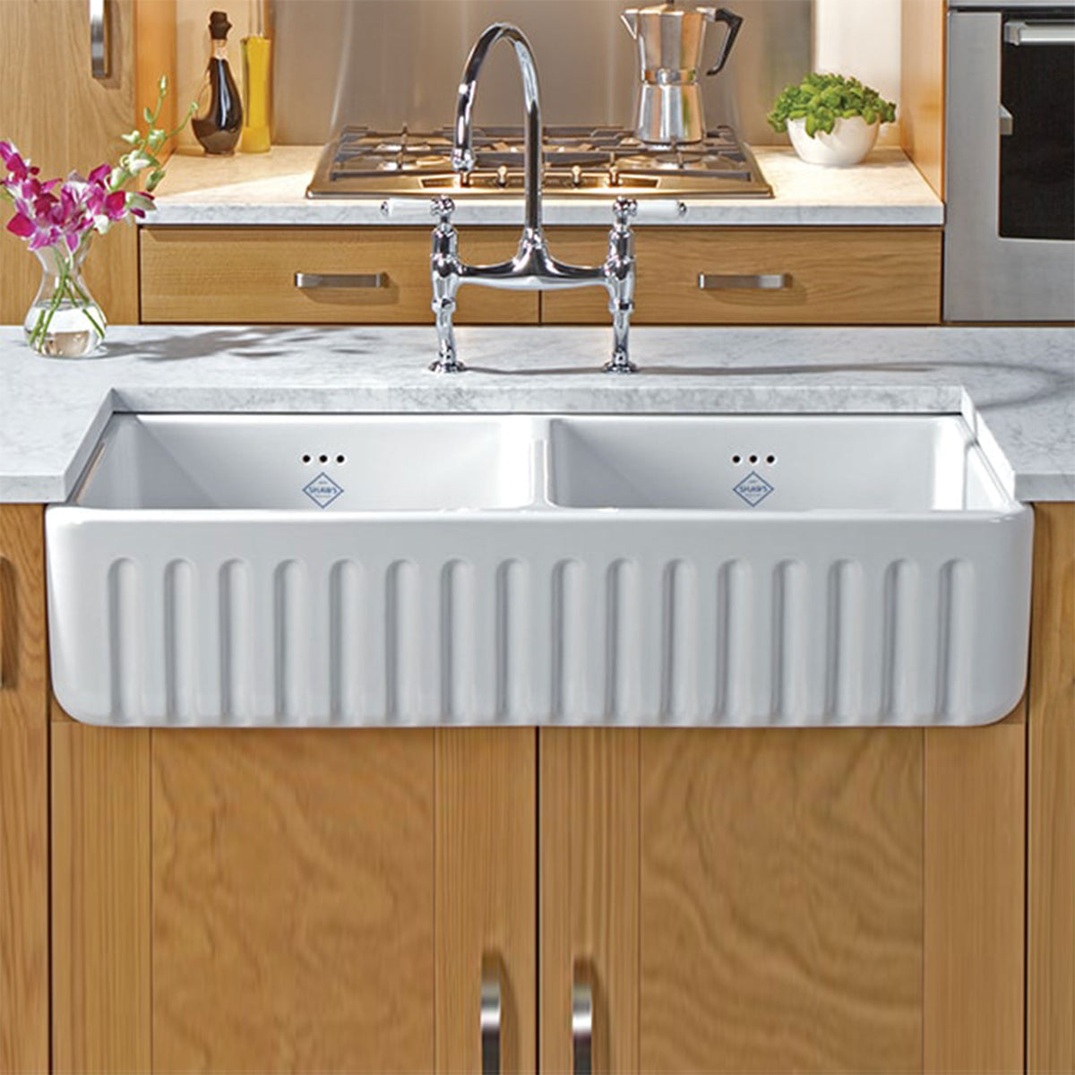 Shaw Ribchester Double Bowl Kitchen Sink – Canaroma Bath & Tile