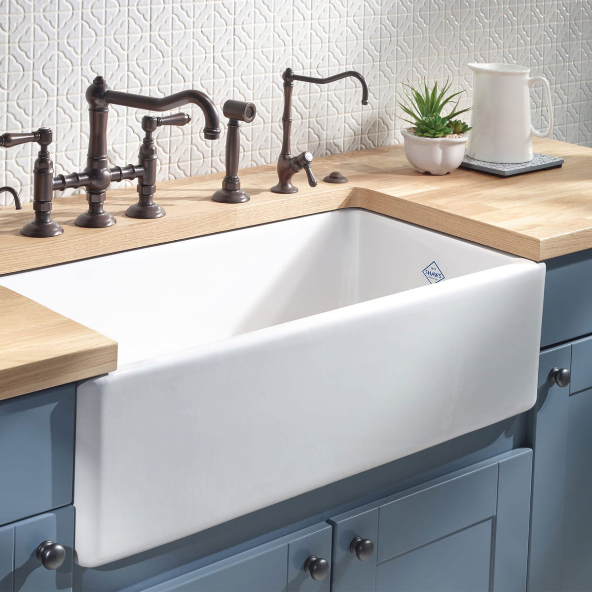 Shaw 36" Shaker Single Bowl Apron Front Fireclay Kitchen Sink ...