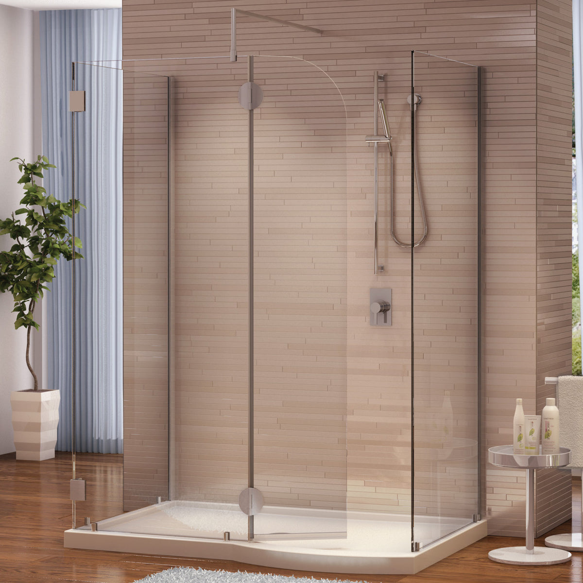 Fleurco Shower Door Evolution 5' and 6' Walk-in Shower System with Shi ...